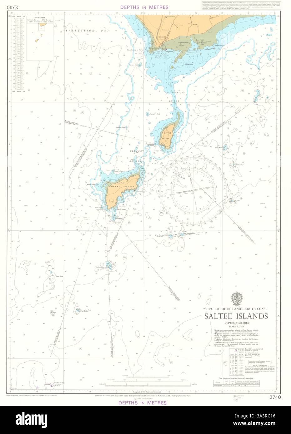 Ireland South Coast - Saltee Islands. Admiralty chart #2740. 1976 (1983 ...