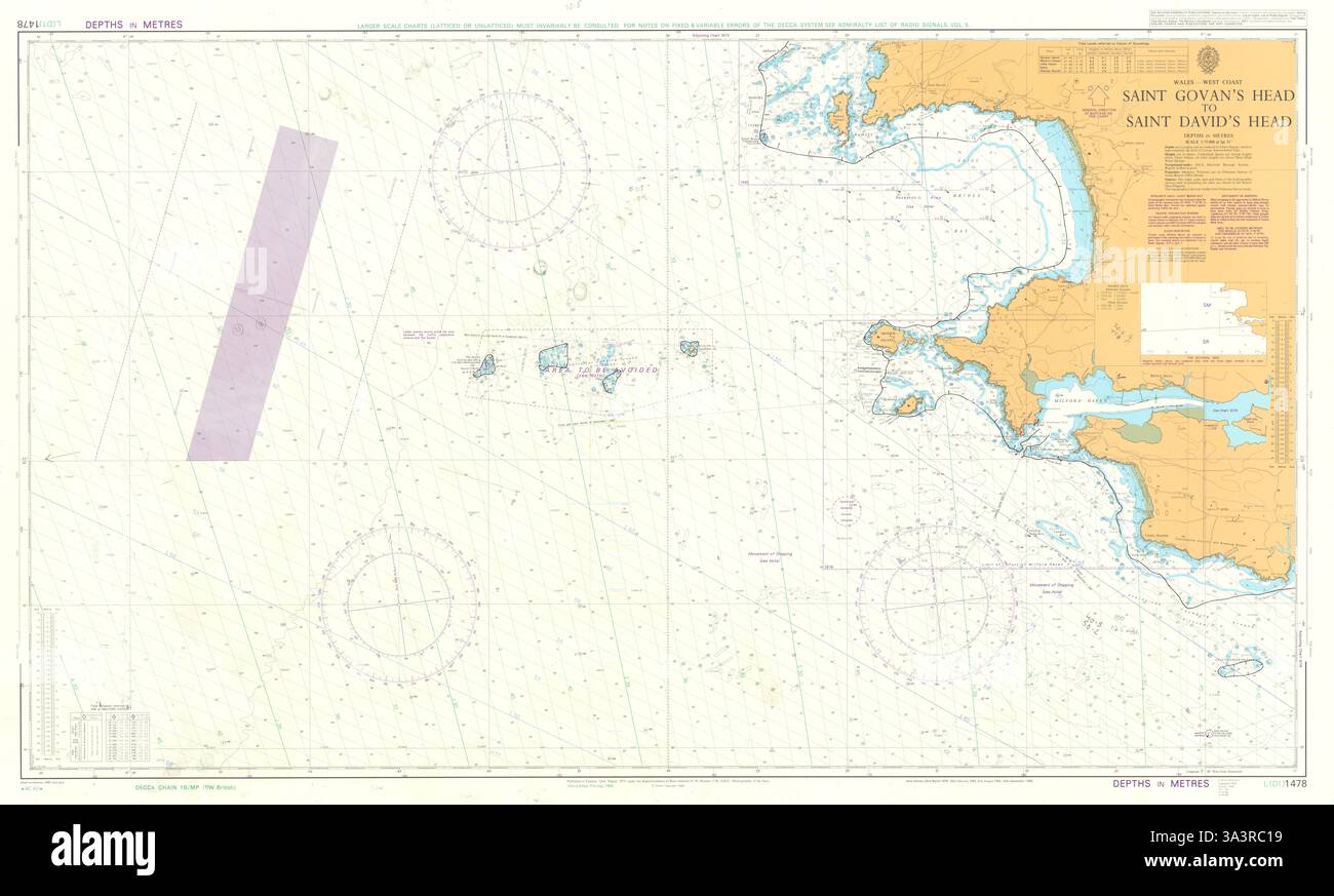 Wales. Saint Gowan's-St David's Head. Admiralty chart #1478. 1975 (1989 ...