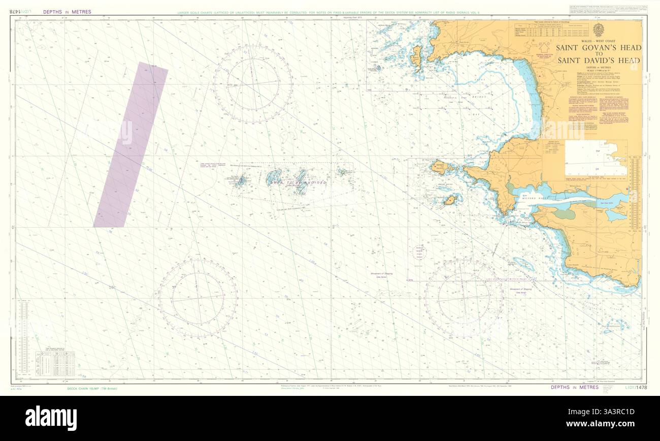 Wales. Saint Gowan's-St David's Head. Admiralty chart #1478. 1975 (1989 ...