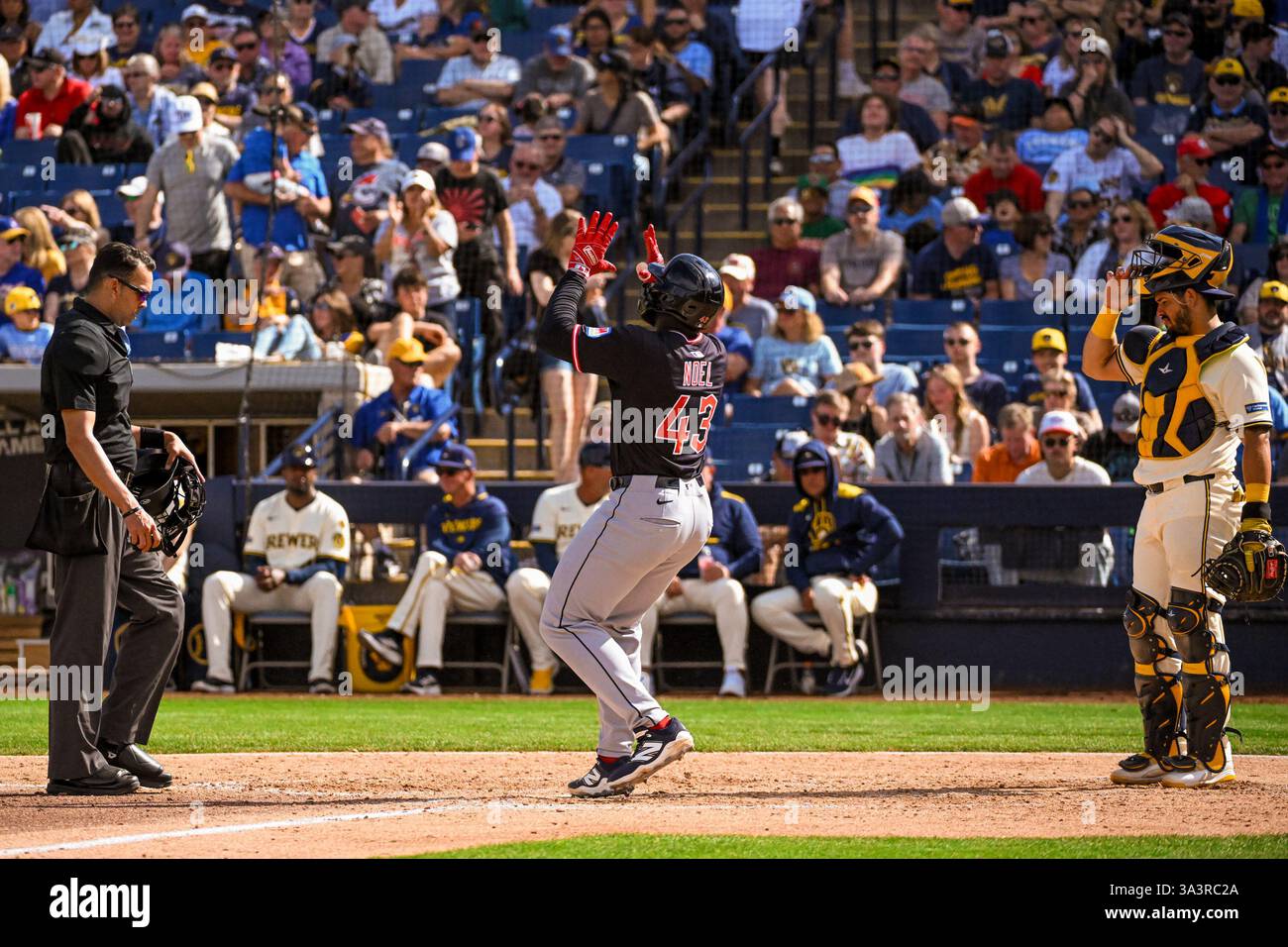 Maryvale, United States. 16th Mar, 2025. Cleveland Guardians outfielder ...