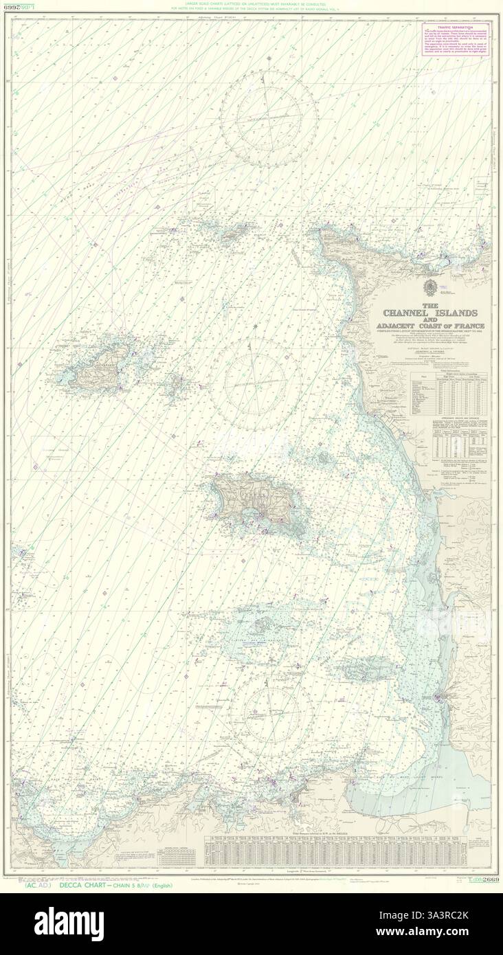 Channel Islands & Adjacent French Coast. Admiralty chart #2669. 1952 ...