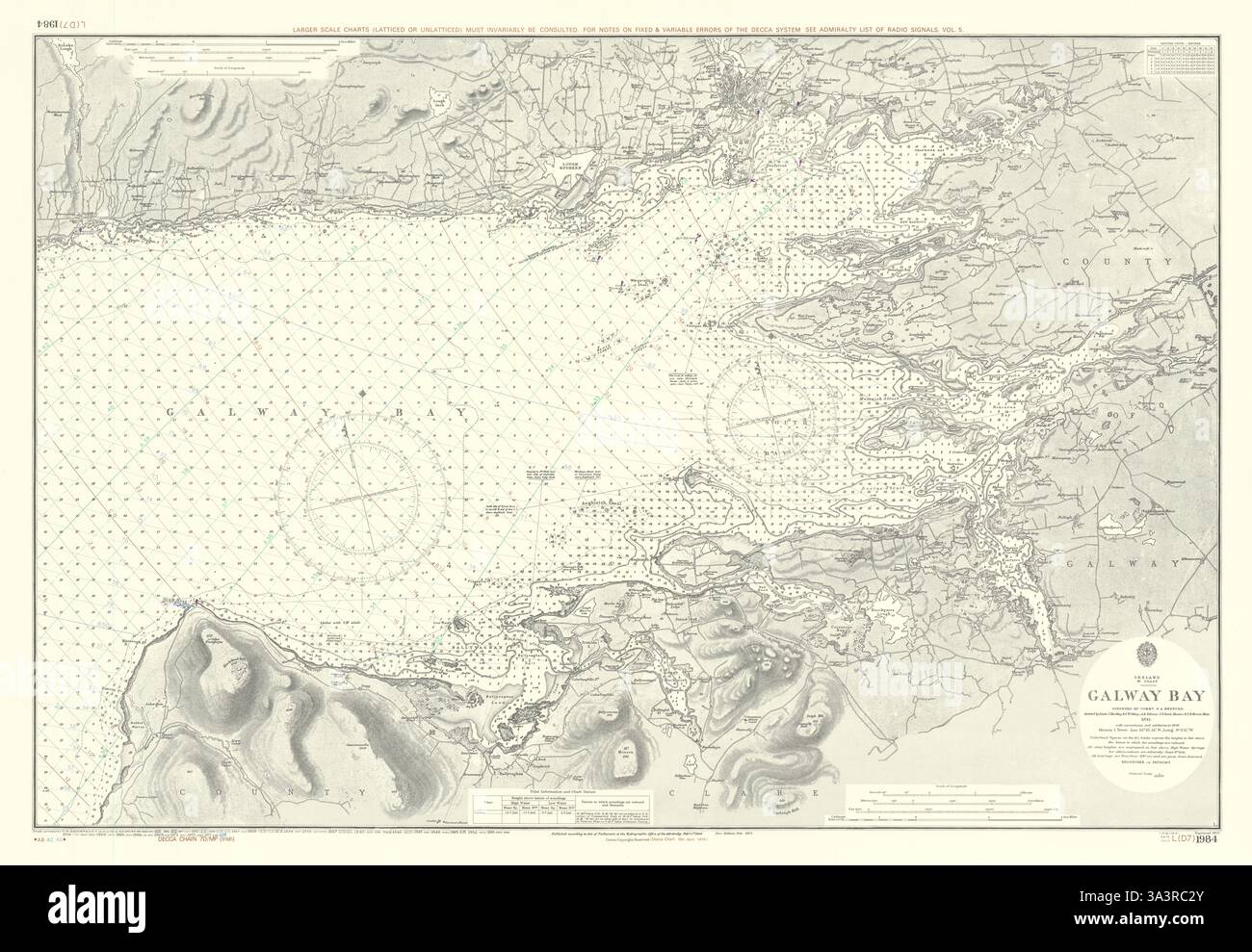 Ireland - West Coast - Galway Bay. Admiralty sea chart #1984. 1850 (1977) map Stock Photo - Alamy