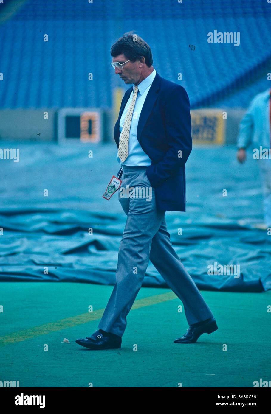 Tampa Buccaneers head coach Ray Perkins walks across the field before ...