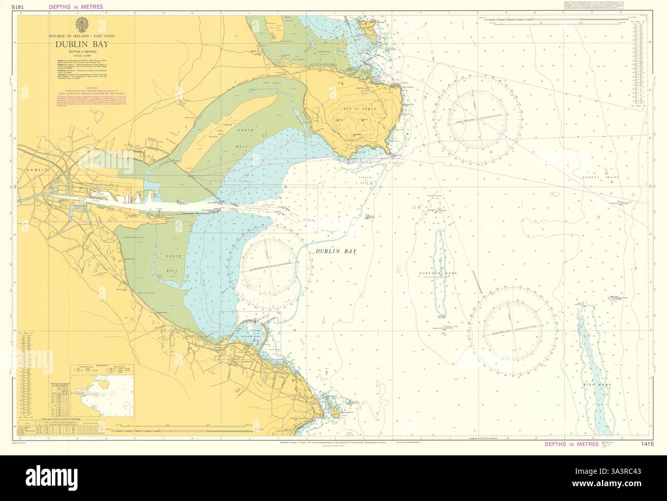 Ireland - East Coast - Dublin Bay. Admiralty sea chart #1415. 1977 ...