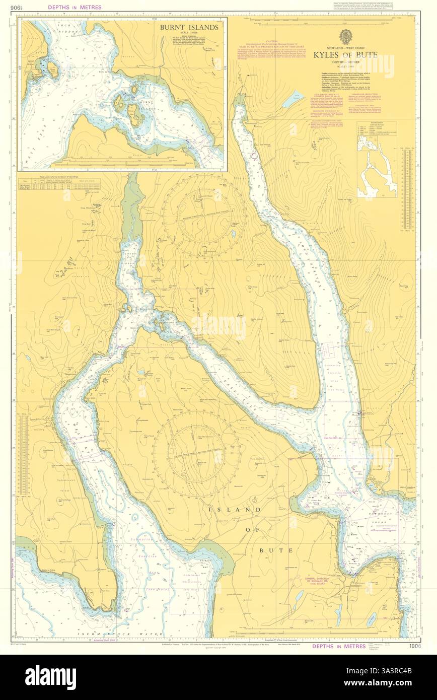 Scotland. Kyles of Bute. Burnt Islands. Admiralty chart #1906. 1975 ...