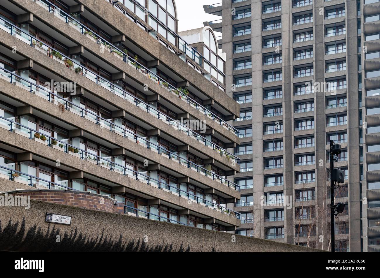 Brutalist architecture of the Barbican Estate, City of London, London ...
