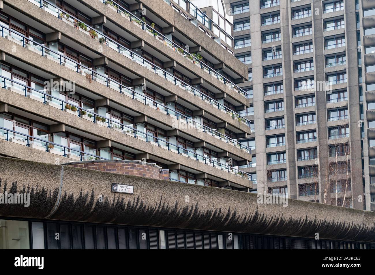 Brutalist architecture of the Barbican Estate, City of London, London ...