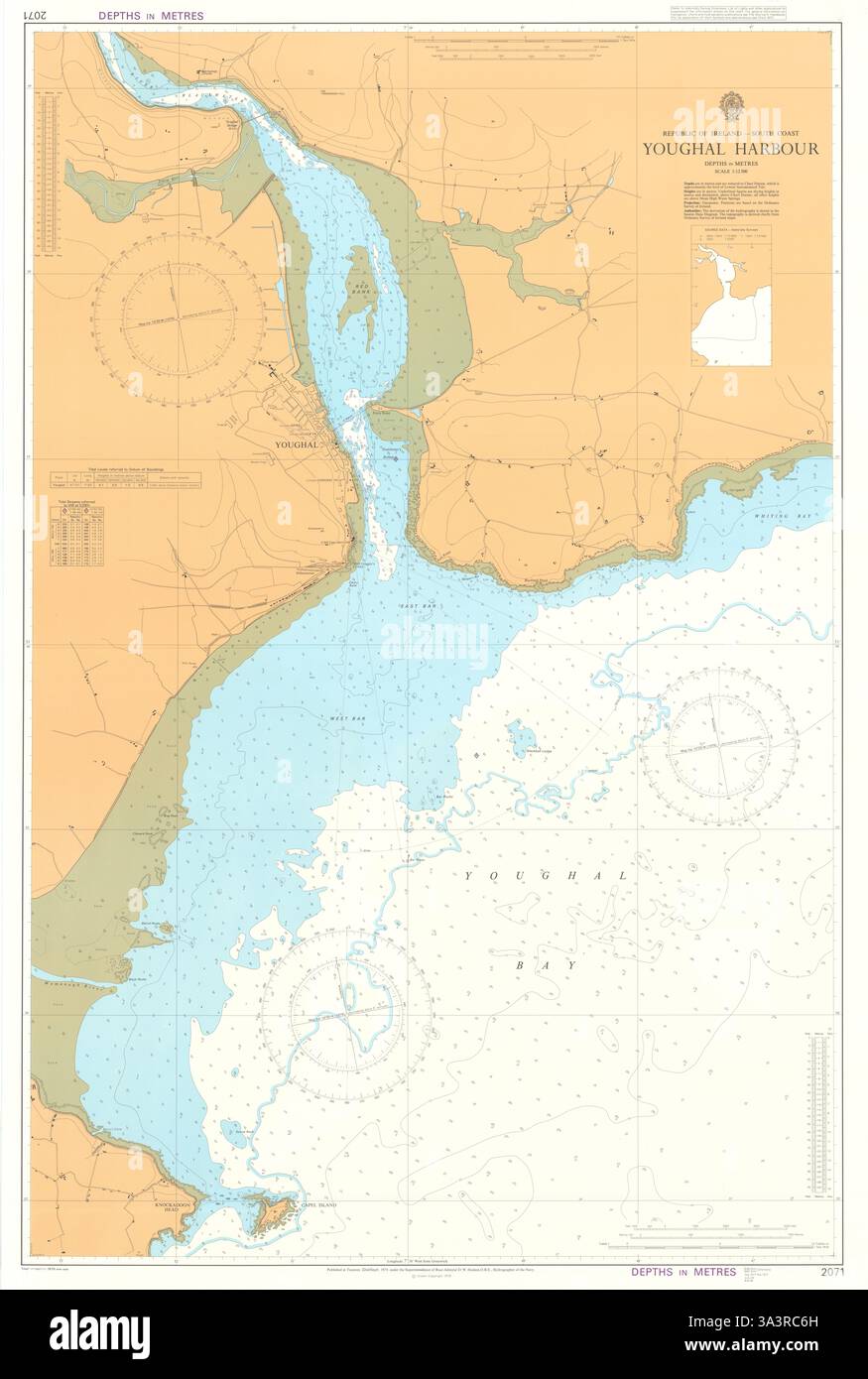 Ireland. Youghal Harbour. Admiralty chart #2071. 1978 (1979) old ...