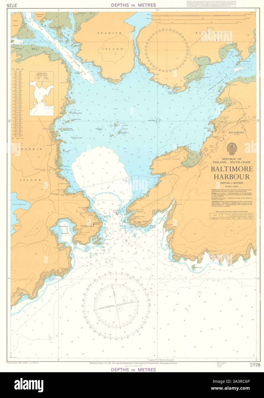 Ireland. South Coast. Baltimore Harbour. Admiralty chart #3725. 1976 ...