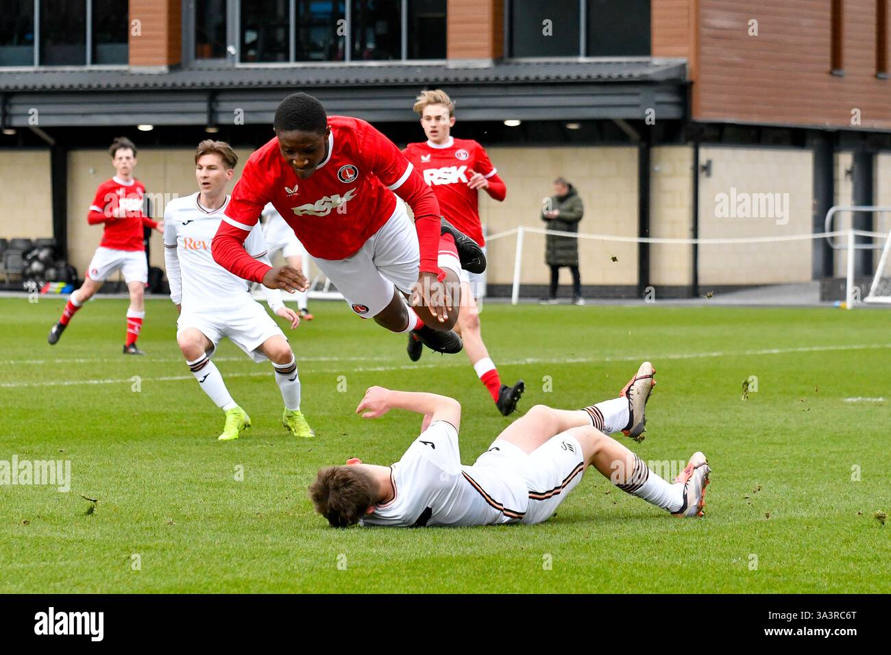 Landore, Swansea, Wales. 15 March 2025. Ioan Johnston of Swansea City ...