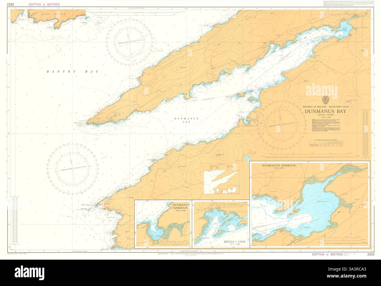 Ireland. South West Coast. Dunmanus Bay. Admiralty chart #2552. 1980 (1984) map Stock Photo - Alamy