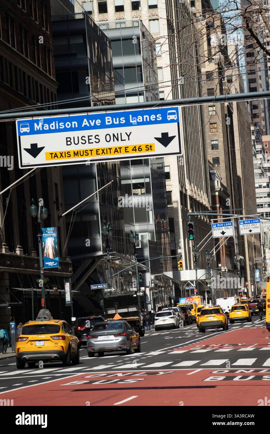 The Madison Avenue bus priority corridor in Manhattan, New York City ...
