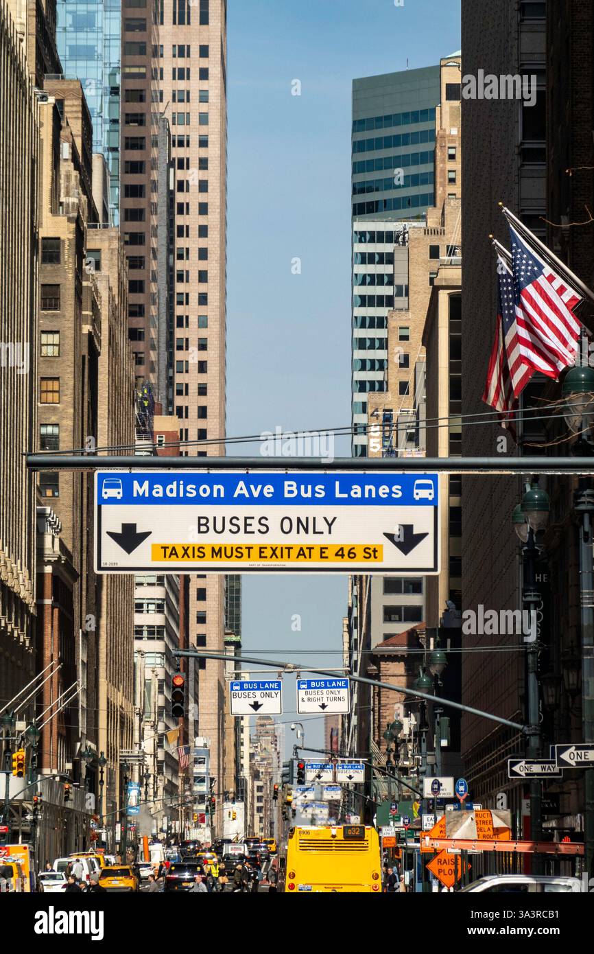 The Madison Avenue bus priority corridor in Manhattan, New York City ...