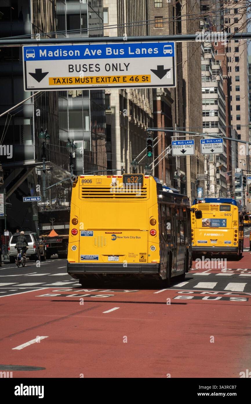 The Madison Avenue bus priority corridor in Manhattan, New York City ...