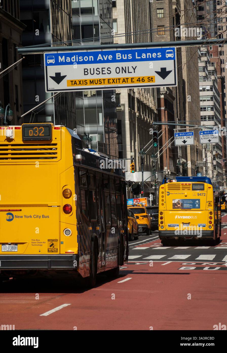 The Madison Avenue bus priority corridor in Manhattan, New York City ...
