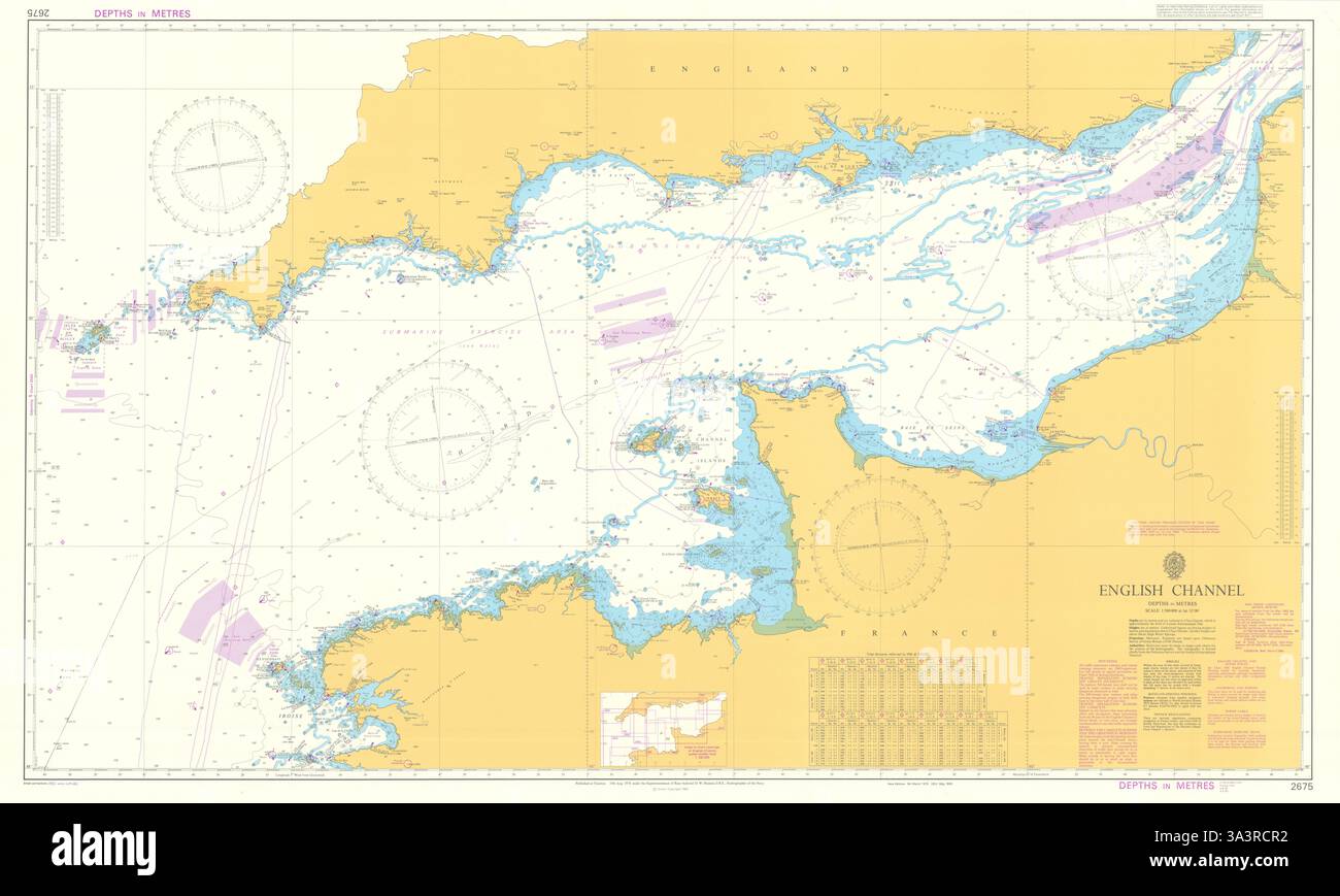 English Channel. Admiralty sea chart #2675. 1978 (1982) old vintage map Stock Photo - Alamy