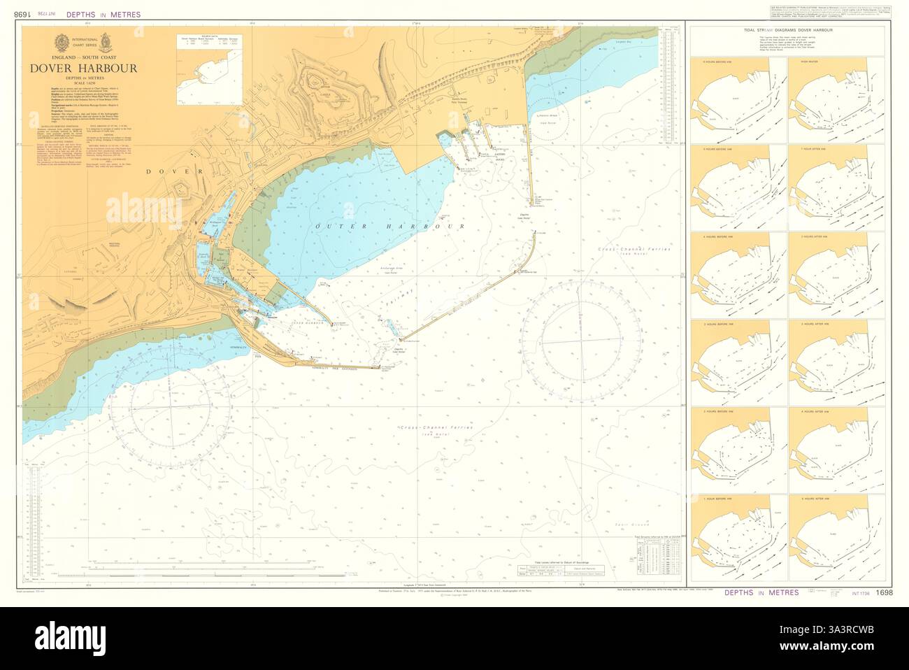 England South Coast - Dover Harbour. Admiralty sea chart #1698. 1973 ...