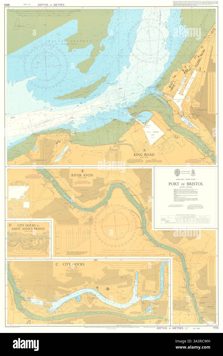 England West Coast - Port of Bristol. Admiralty sea chart #1859. 1990 ...