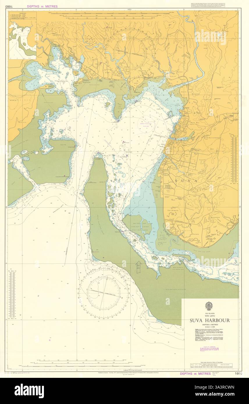 Fiji Islands. Viti Levu. Suva Harbour. Admiralty chart #1660. 1977 ...