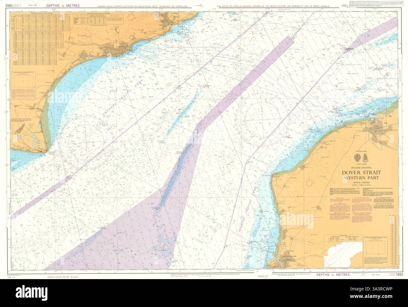 English Channel. Dover Strait - West. Admiralty chart #1892. 1973 (1991 ...