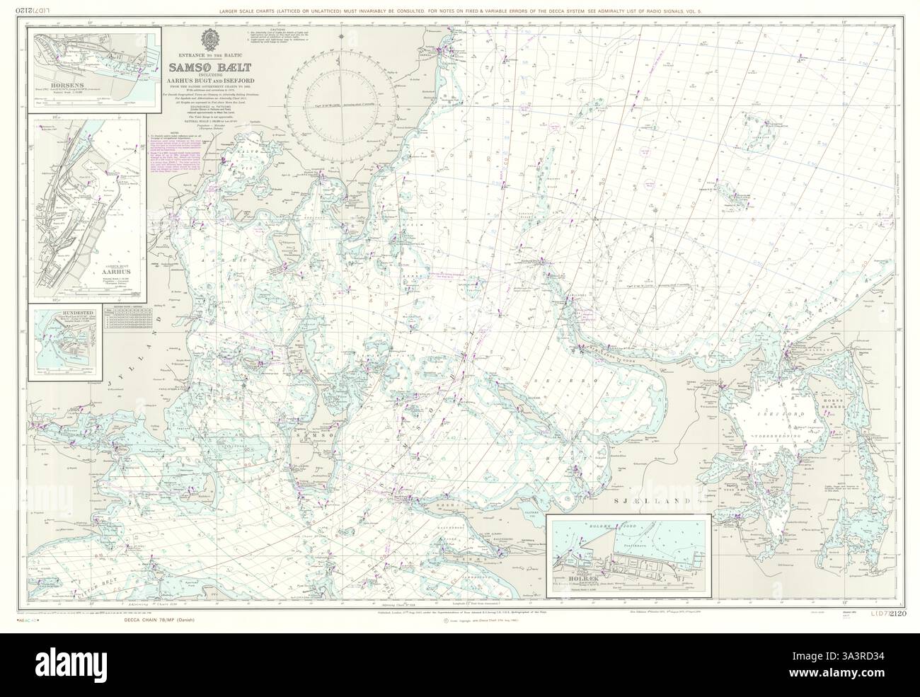 Samso Baelt. Aarhus Bugt. Isefjord. Admiralty chart #2120. 1965 (1979 ...
