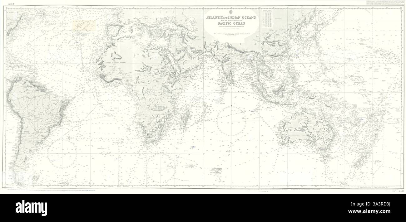 World. Atlantic, Indian & Pacific Oceans. Admiralty chart #2483. 1886 ...