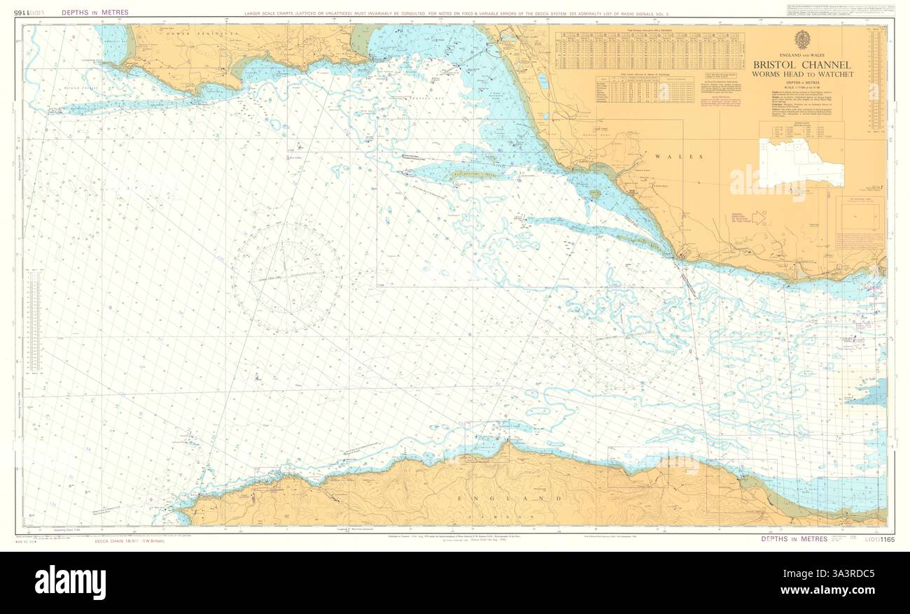 Bristol Channel. Worms Head - Watchet. Admiralty chart #1165. 1976 ...