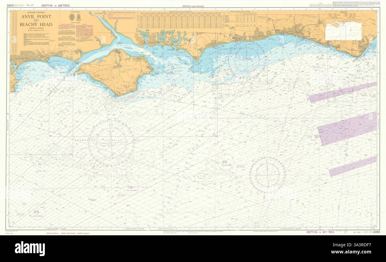 Hampshire Sussex. Anvil Pt. Beachy Head. Admiralty chart #2450. 1977 ...