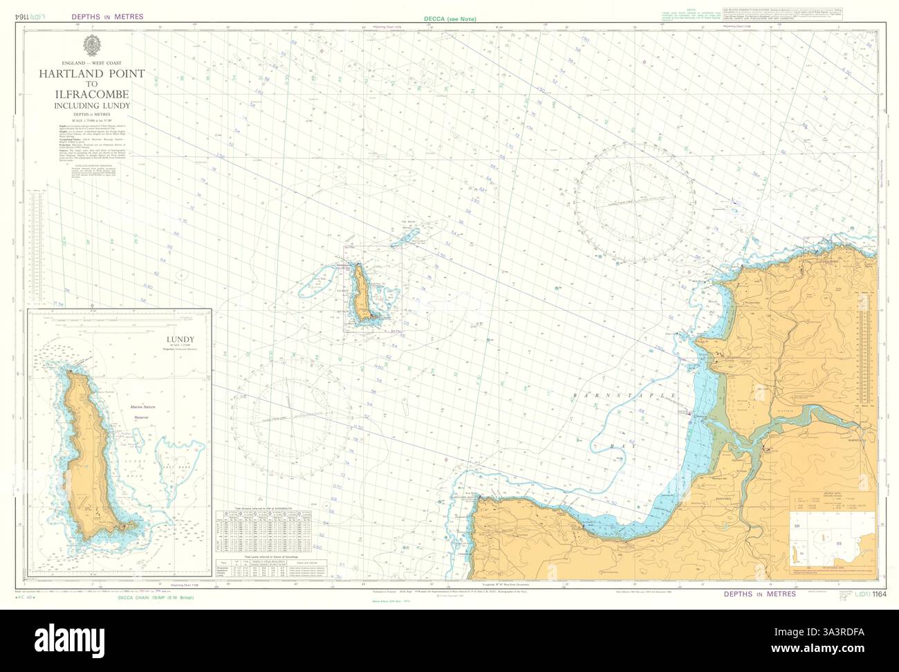 Devon. Hartland Point-Ilfracombe. Lundy. Admiralty chart #1164. 1974 ...