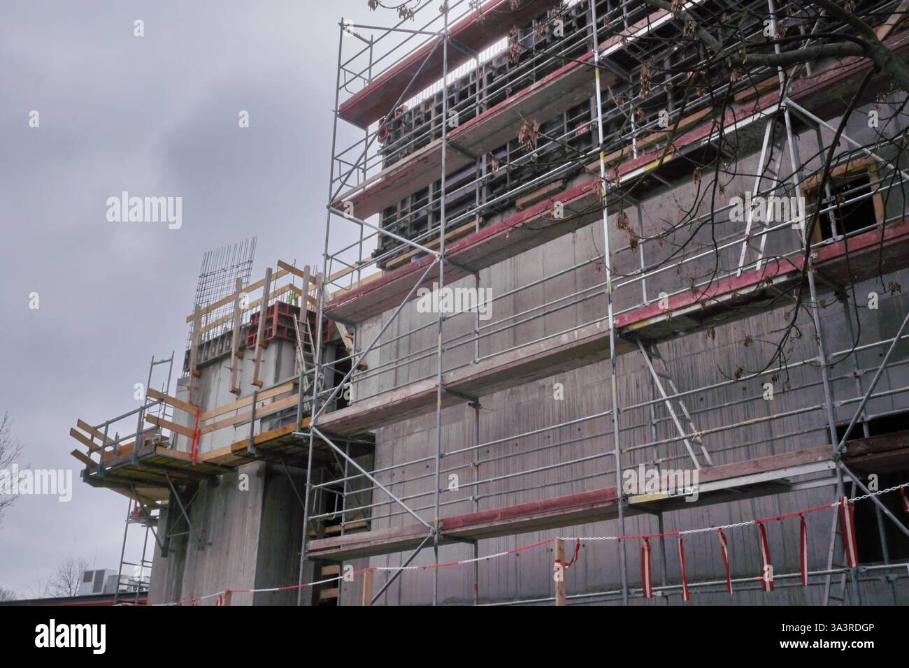 Scaffolding around new building. development new blocks. Scaffolding ...