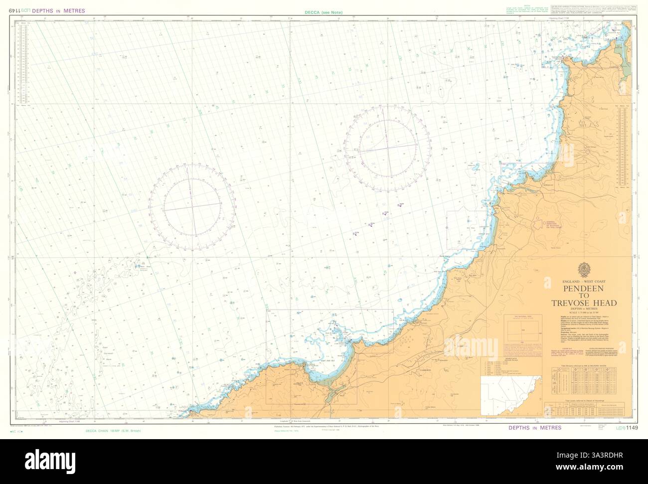Cornwall - Pendeen to Trevose Head. Admiralty sea chart #1149. 1972 ...