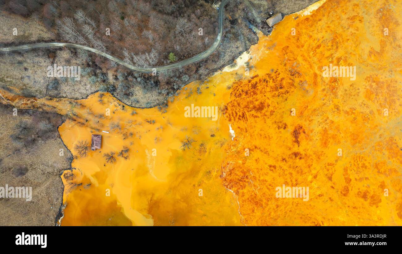 Nature pollution and water contamination of the copper mine ...