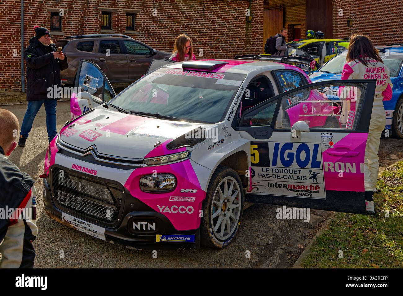 VERCHOCQ, FRANCE, March 14, 2025 : French women driver and codriver Sarah Rumeau and Julie ...