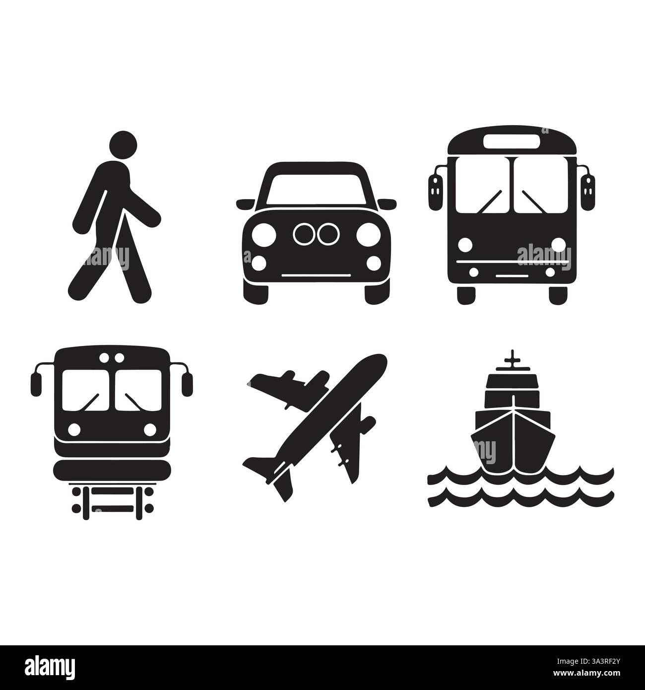 Transportation Icons, Vehicle Symbols, Travel Silhouettes Stock Vector ...