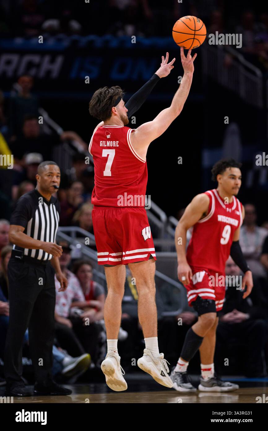 INDIANAPOLIS, IN - MARCH 15: Wisconsin Badgers forward Carter Gilmore ...