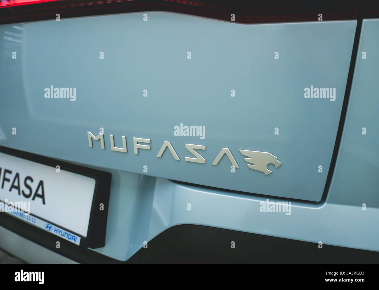 Almaty, Kazakhstan - March 12, 2025: Hyundai Mufasa logo on the rear ...