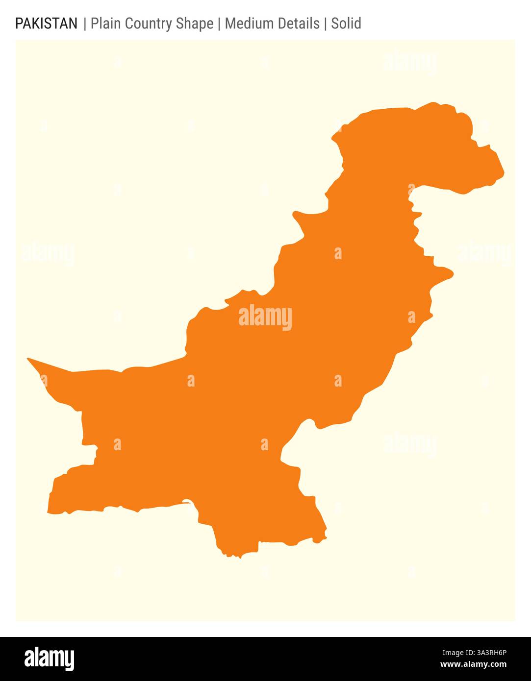 Pakistan plain country map. Medium details. Solid style. Shape of ...