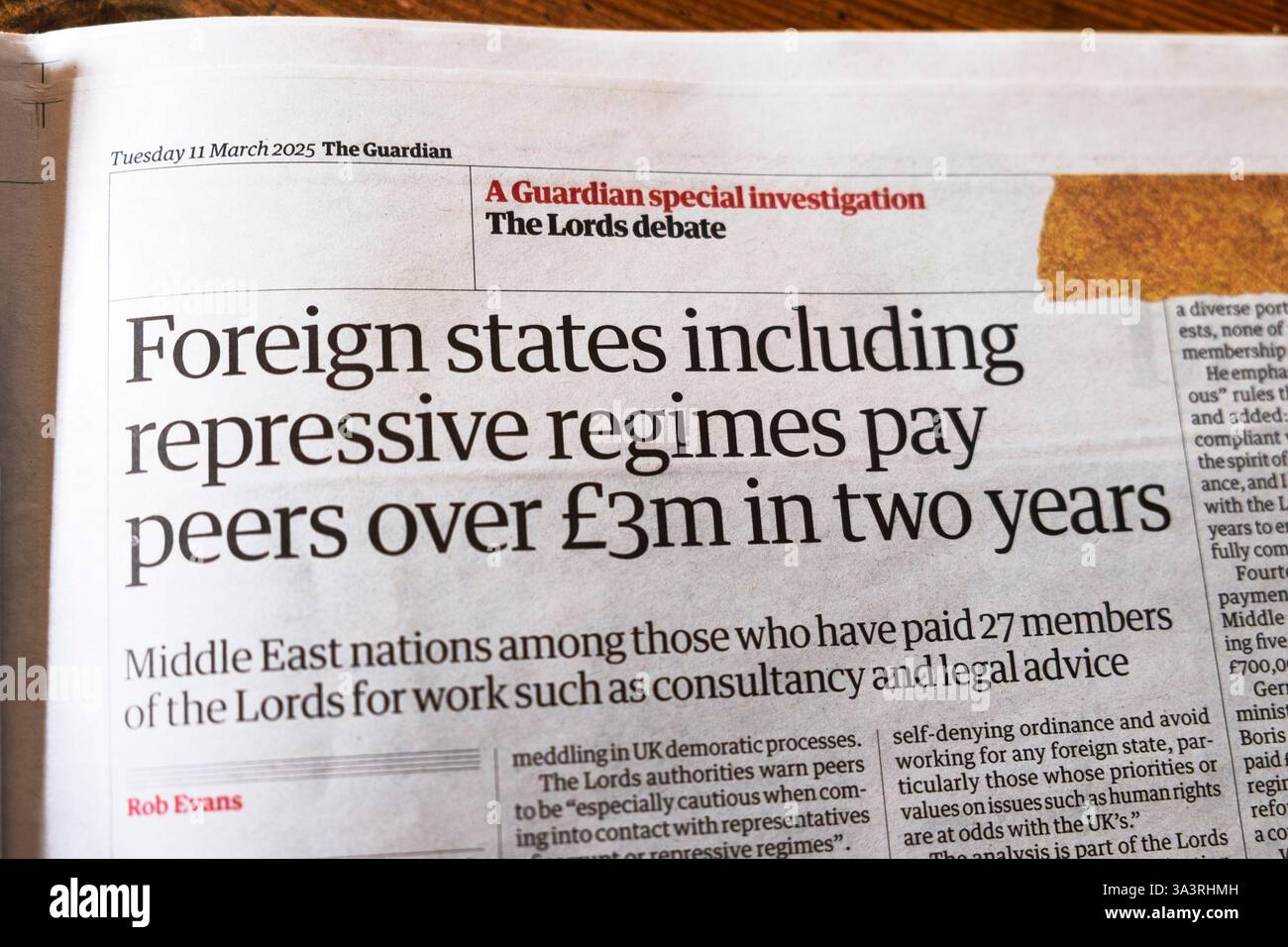 'Foreign states including repressive regimes pay peers over £3m in two ...