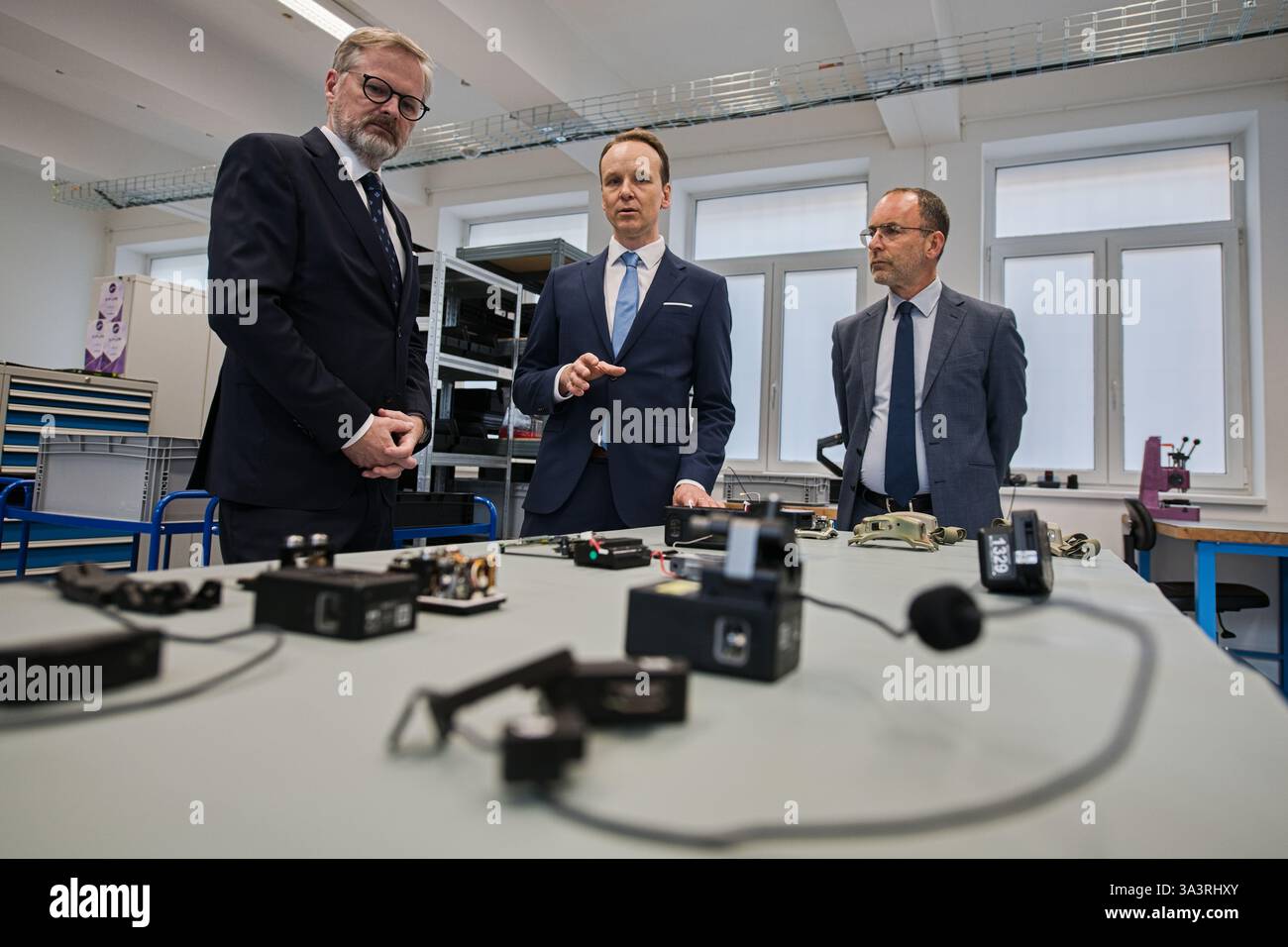 Brno, Czech Republic. 17th Mar, 2025. Prime Minister Petr Fiala (left ...