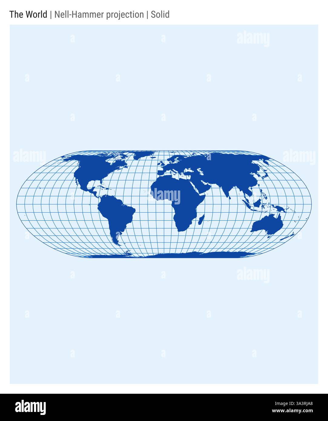 World Map. Nell-Hammer projection. Solid style. High Detail World map ...