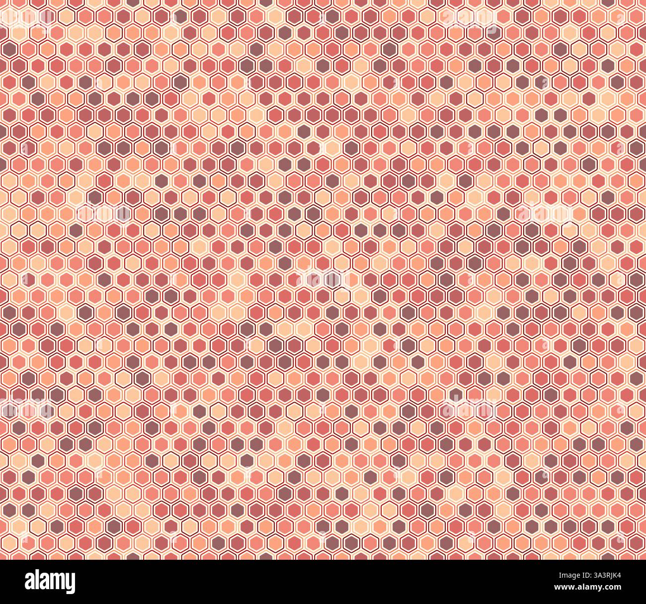 Pattern of hexagon shapes. Bold rounded hexagons mosaic pattern with inner solid cells. Red ...