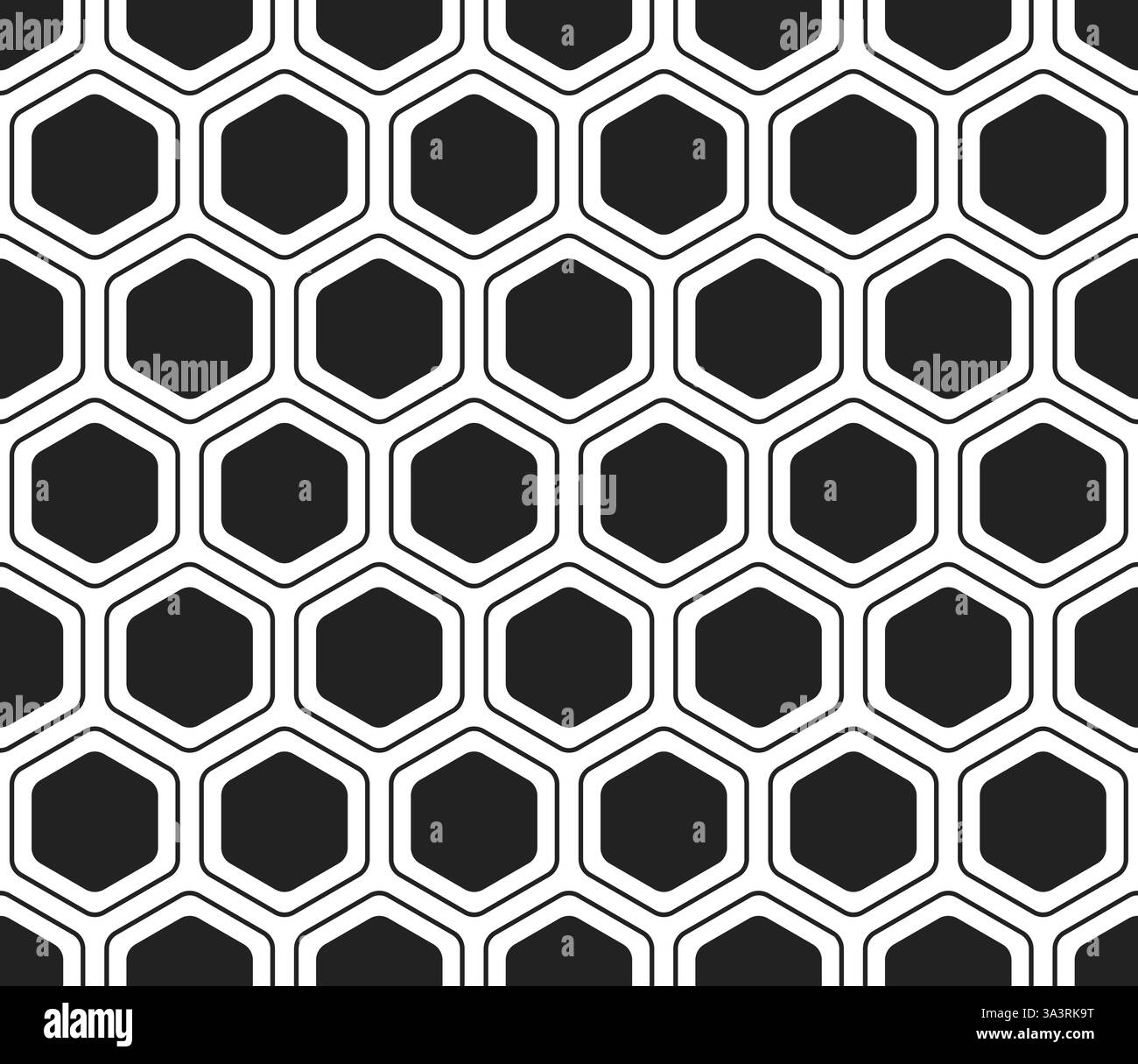 Honeycomb mosaic background. Rounded hexagons mosaic pattern with inner solid cells. Large ...