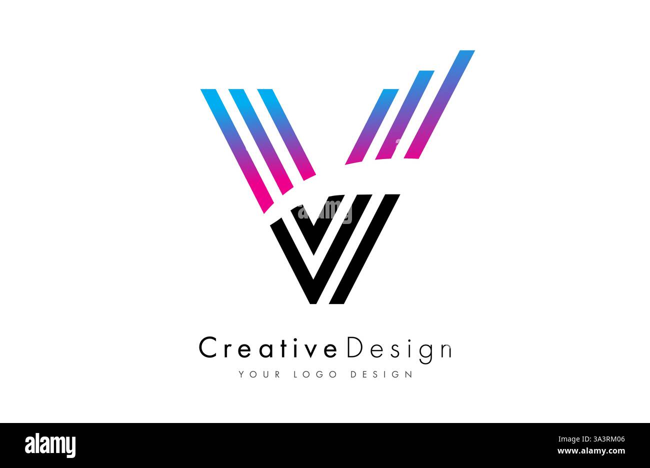 Letter V logo icon vector made of lines. Creative V Design alphabet ...