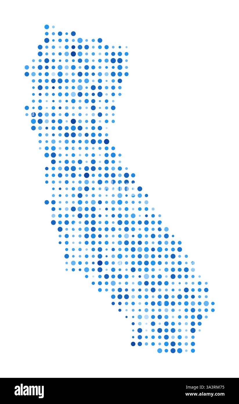 California Dot Map Us State Digital Style Shape California Vector Image Us State Shape Blue