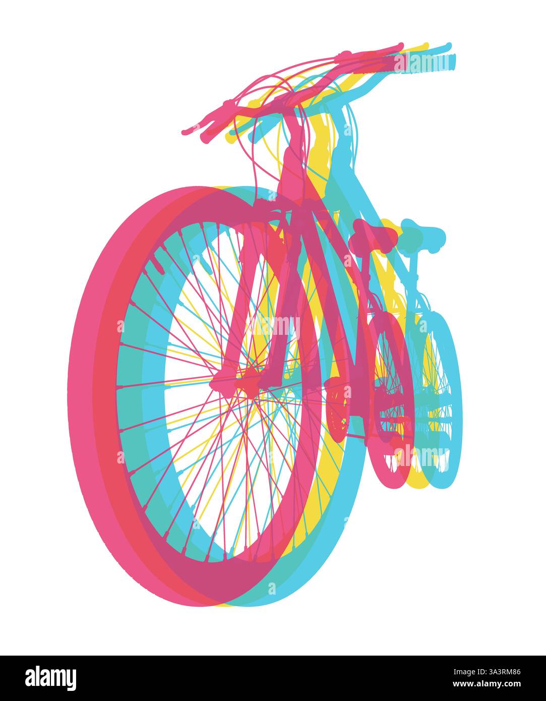 Bicycle in three colors. Mountain sport bike graphic design Stock Photo ...