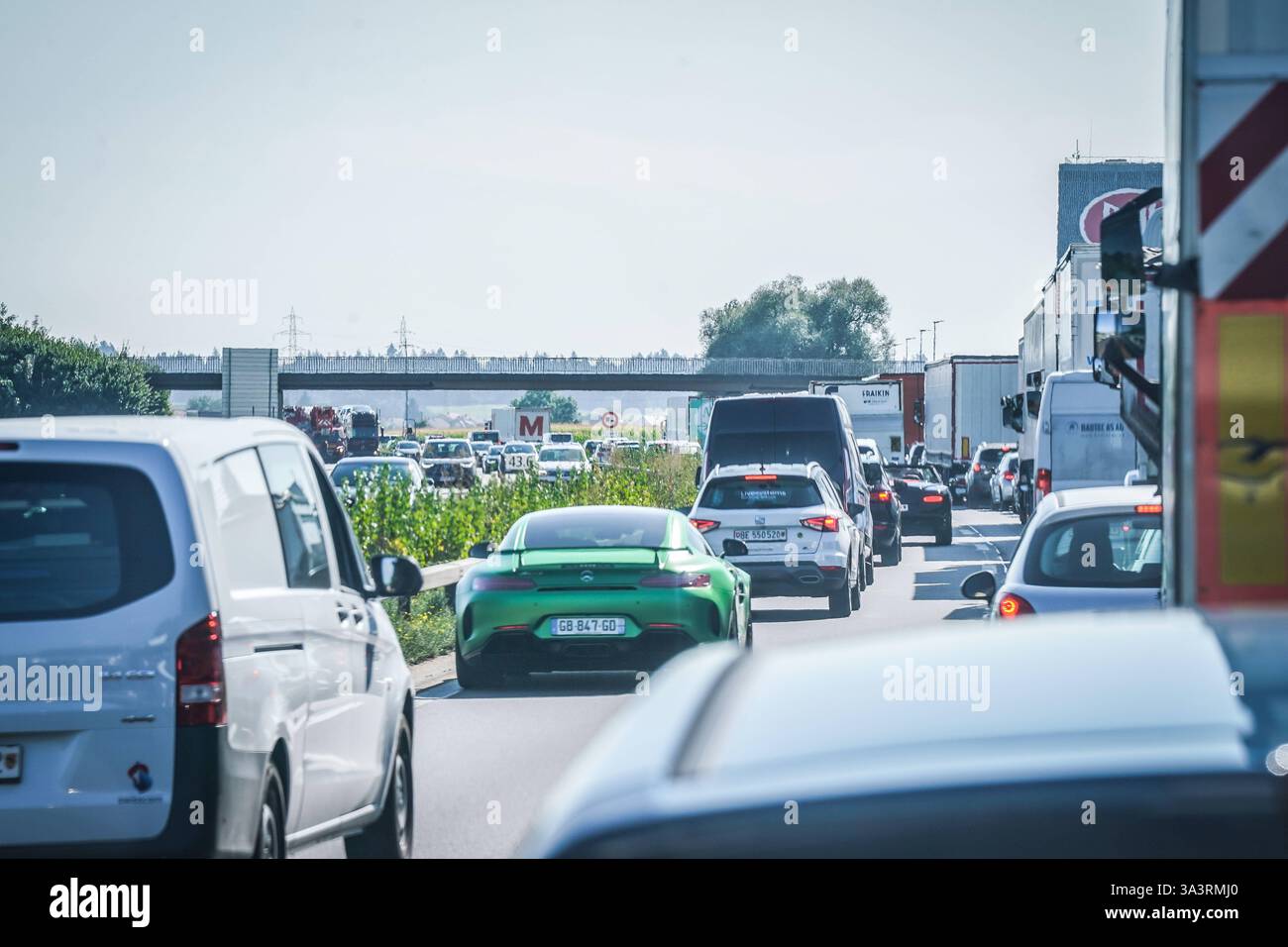 Autobahn, Deutschland, Europa, Stau, Verkehrsinfrastruktur ...