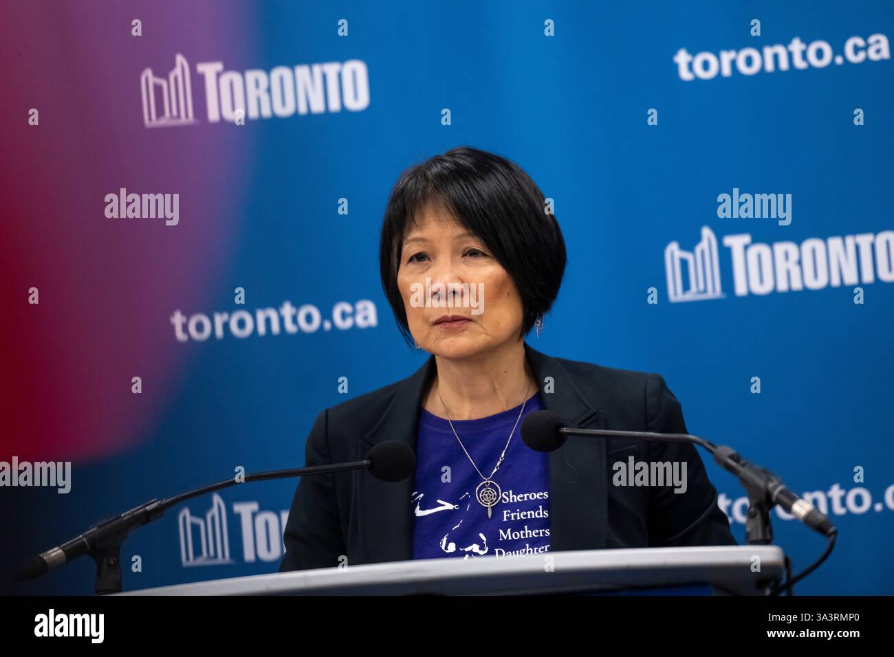 Toronto, Canada. 08th Mar, 2025. Toronto Mayor Olivia Chow speaks to ...