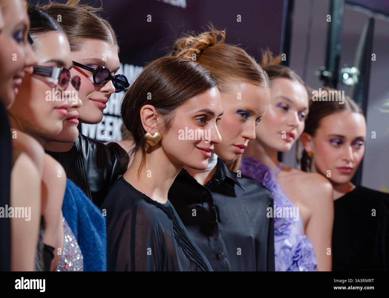KYIV, UKRAINE - FEBRUARY 14: Designer Olena Guranda (C) poses with ...
