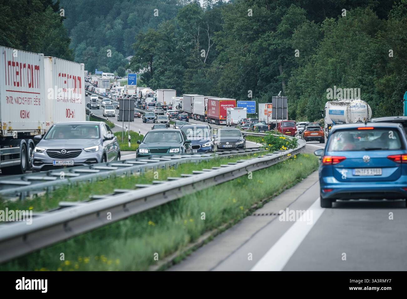 A8 Autobahn, Deutschland, Europa, Stau, Verkehrsinfrastruktur ...