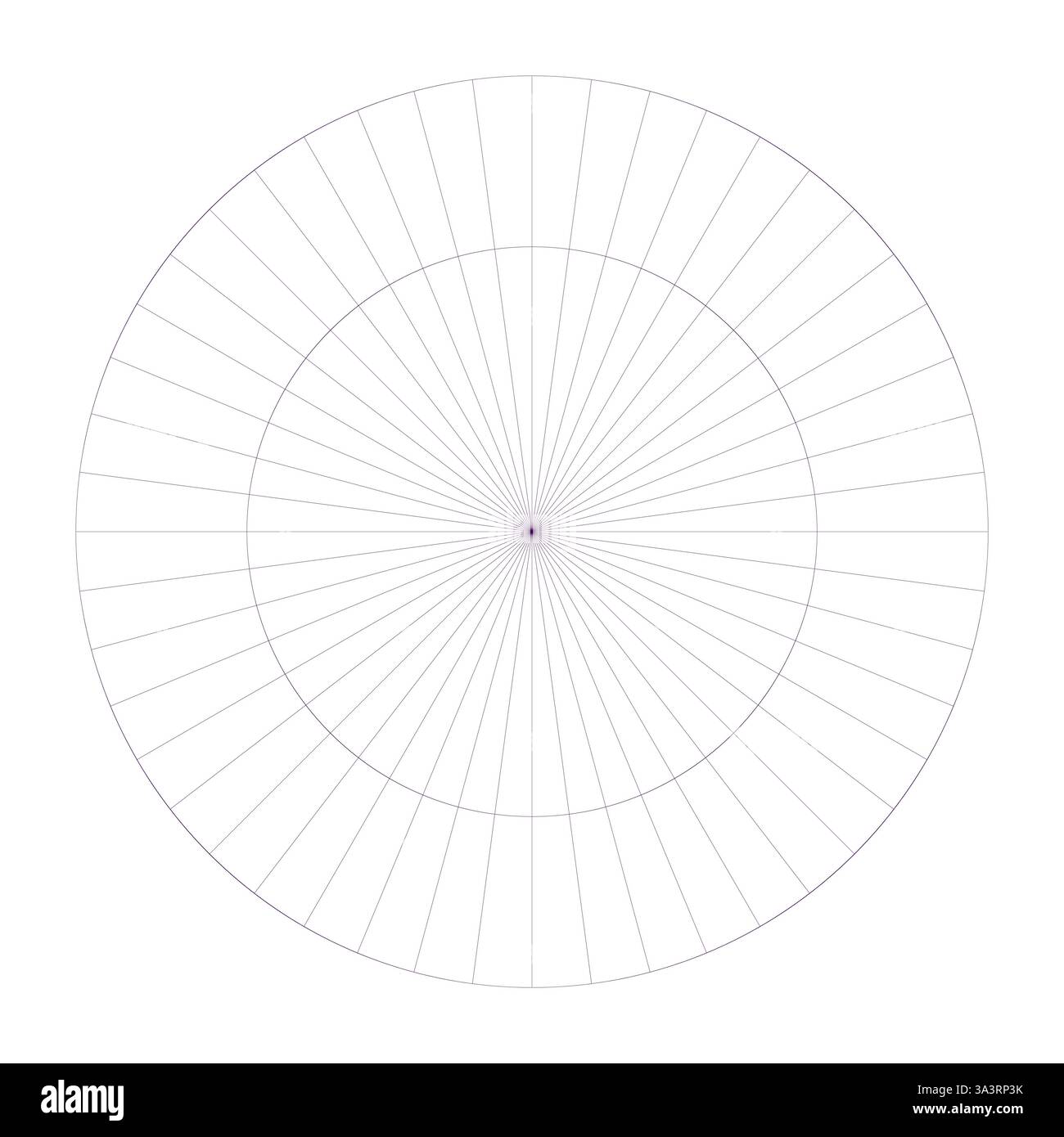 Polar coordinate circular grid isolated on white background. 360 degrees scale. Blank polar ...